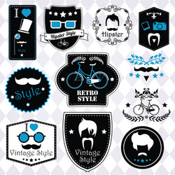 Collection of vintage hipster badges labels Vector Image