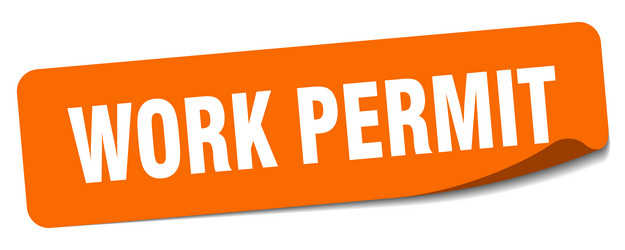Work permit sticker work permit label Royalty Free Vector