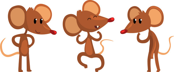 Funny mice in different action poses set cute Vector Image