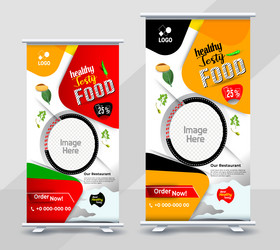 Restaurant roll up food banner standee design Vector Image