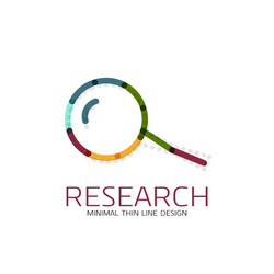 Thin line design logo magnifying glass Royalty Free Vector