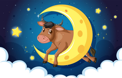 Cow moon Royalty Free Vector Image - VectorStock
