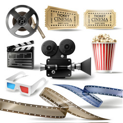 Movie realistic cinema objects camera camcorder Vector Image