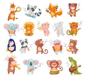 Cartoon animals playing musical instruments Vector Image