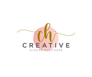 Ch initial handwriting logo with circle template Vector Image