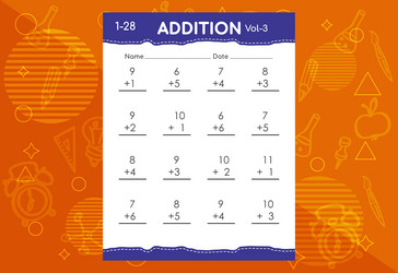 Basic math addition for kids an educational Vector Image