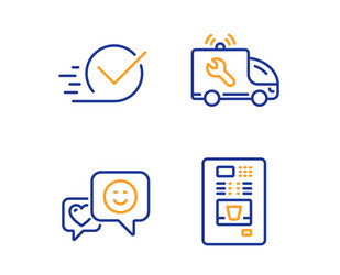 Checkbox smile and car service icons set coffee Vector Image