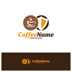 Coffee shield logo design template Royalty Free Vector Image