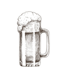 Glass filled with beer sketch Royalty Free Vector Image