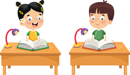 Children studying Royalty Free Vector Image - VectorStock