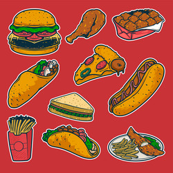 Fried chicken - cartoon style colorful fast food Vector Image