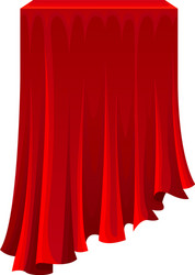 Rectangular table under red silk cloth on white Vector Image