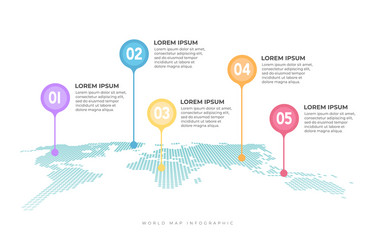 World map location marks text boxes Royalty Free Vector