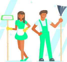 Cleaning service concept cheerful cartoon Vector Image