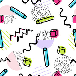 Seamless retro memphis pattern with round Vector Image