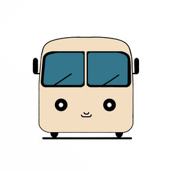 Cute kawaii bus cartoon character icon Royalty Free Vector