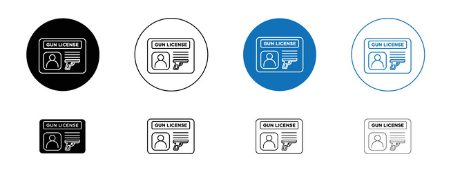 Gun license icon set permit pistol safety symbol Vector Image