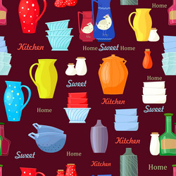 Retro seamless texture with white utensil Vector Image