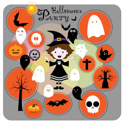 Halloween objects october holiday cartoon Vector Image