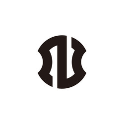 Letter n outline simple curves logo Royalty Free Vector