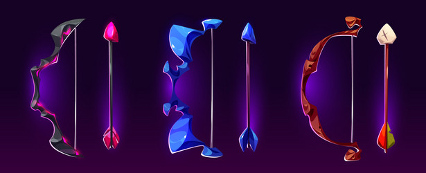 Golden bows and arrows set Royalty Free Vector Image