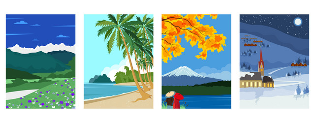 Four Seasons Scene Vector Images (over 480)