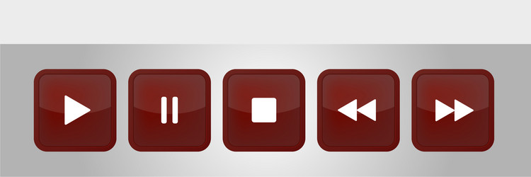 Red music control buttons set Royalty Free Vector Image