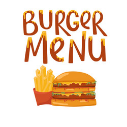 Burger menu handwritten sign for fast food Vector Image