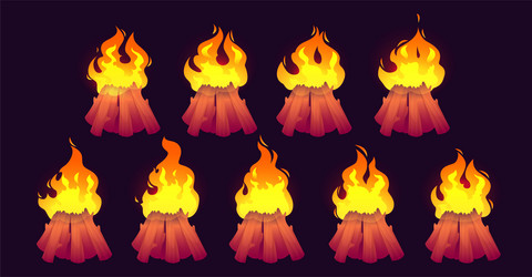 Bonfire animation fire flame animated cartoon Vector Image
