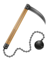 Kusarigama japanese weapon icon isolated Vector Image