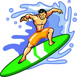 Surfer and big wave surfing Royalty Free Vector Image