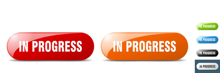 In progress green round gel isolated push button Vector Image