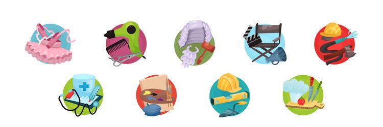 Symbols of different occupations arranged Vector Image