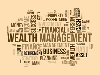 Word cloud background concept for wealth Vector Image