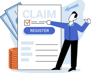 Claim form man filling out checklis write Vector Image