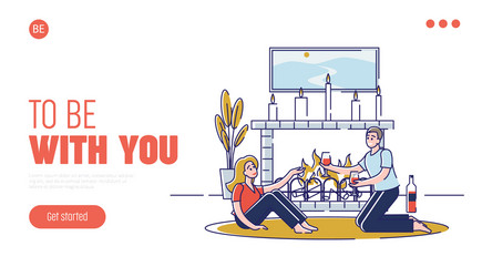 Concept of romantic dinner website landing page Vector Image