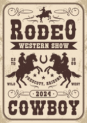 Rodeo show vintage flyer colorful Royalty Free Vector Image