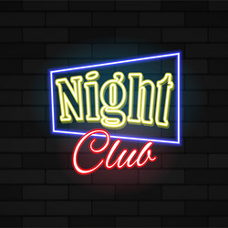 Night club neon sign design template Royalty Free Vector