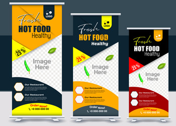Restaurant roll up food banner standee design Vector Image