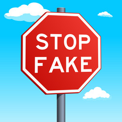Stop fake red road sign Royalty Free Vector Image