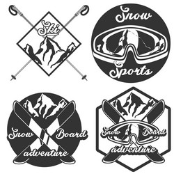 Vintage skiing and winter sports emblems Vector Image