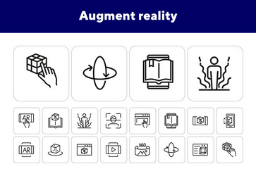 Augment reality line icon set Royalty Free Vector Image