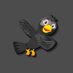 Black bird cartoon character Royalty Free Vector Image