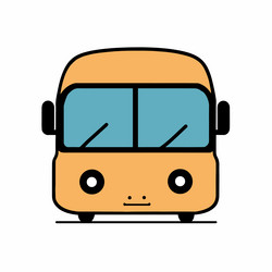Cute kawaii bus cartoon character icon Royalty Free Vector