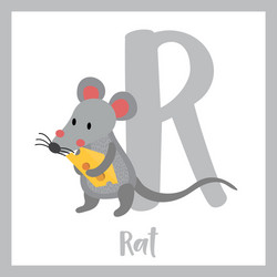 Flashcard letter r is for rat Royalty Free Vector Image