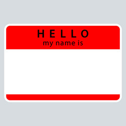 Red name tag blank sticker hello Royalty Free Vector Image