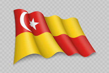Waving flag selangor - state malaysia Royalty Free Vector