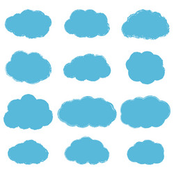 Blue clouds cartoon set clipart fluffy Royalty Free Vector