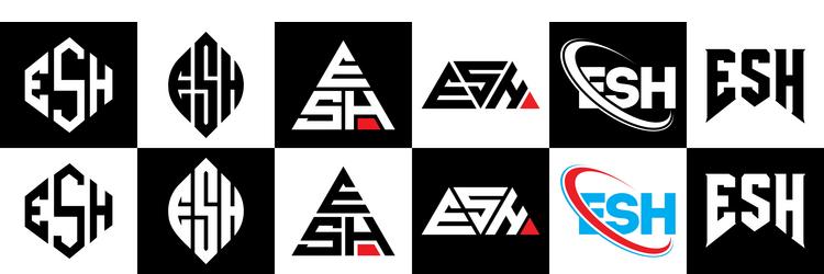 Esh letter logo design with polygon shape Vector Image