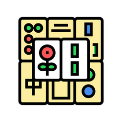 Mahjong tiles board table line icon Royalty Free Vector